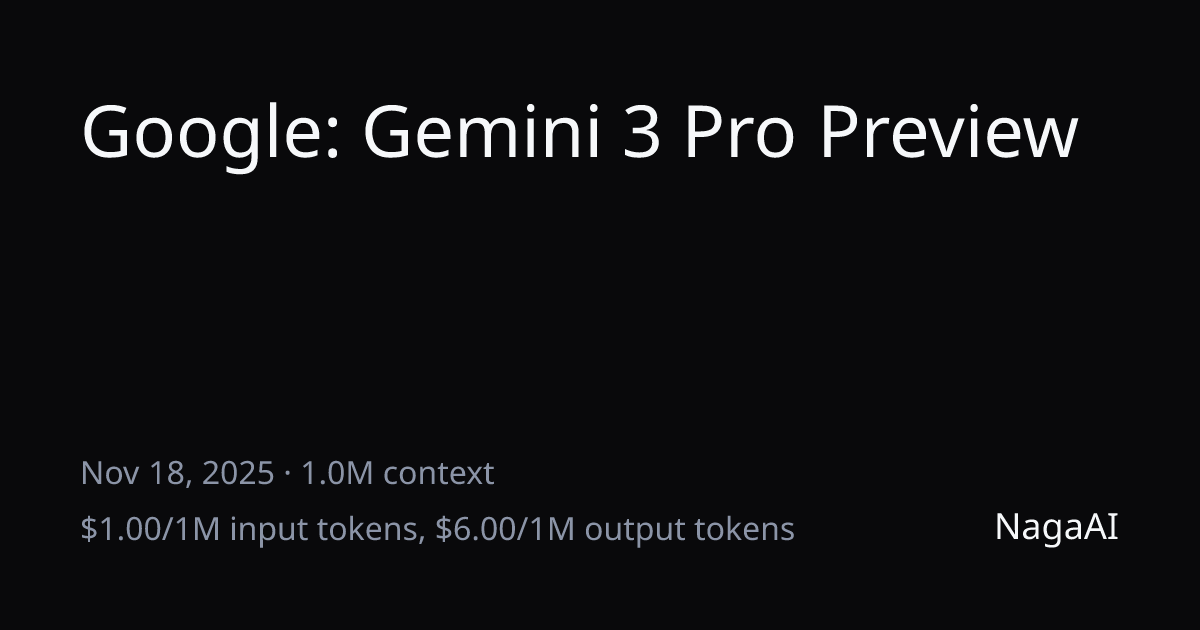 Gemini 3 Pro Preview — Model | NagaAI