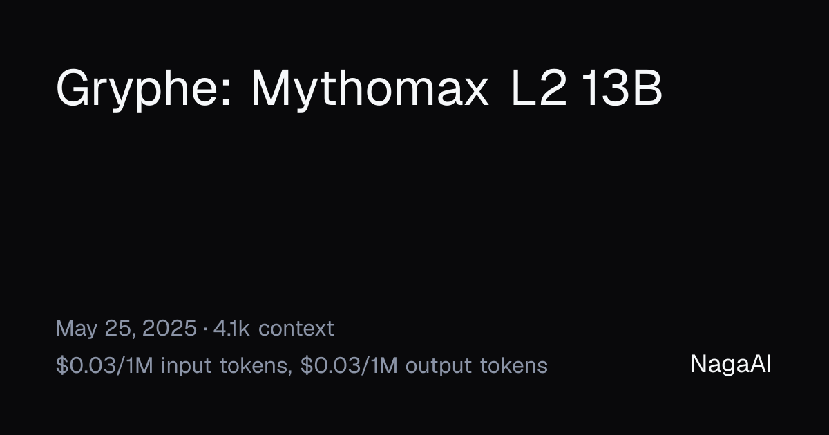 Mythomax L2 13B API Provider | NagaAI