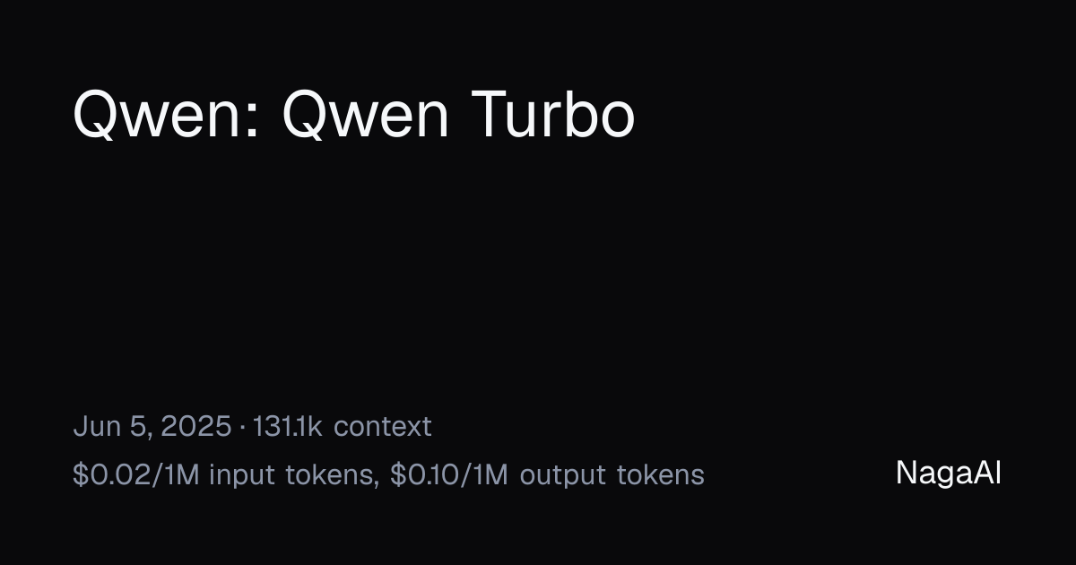 Qwen Turbo — Model | NagaAI